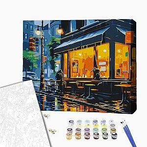 ᐉ Tablou pe numere BrushMe Luminile orașului ploios (fără cutie ...